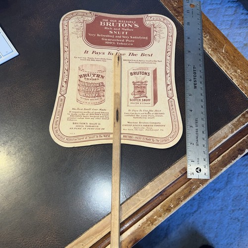 Vintage 1900s Advertising Hand Fan Brutons Scotch Snuff | eBay