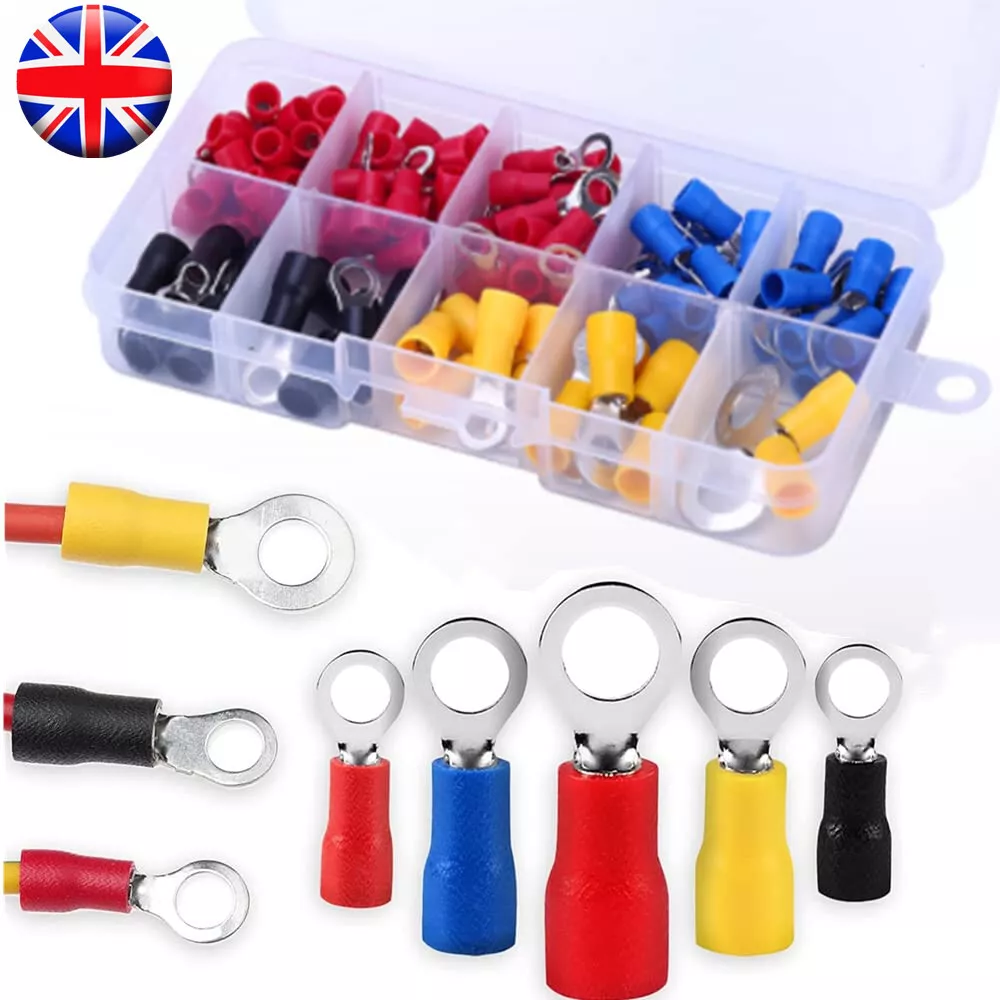 102x Insulated Electrical Crimp Ring Spade Assorted Connector Wire ...