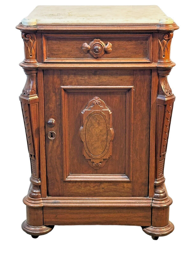 1860s victorian walnut carved night stand table marble top Antique ...