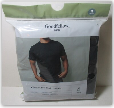 Classic T-shirts 100% Cotton Goodfellow BLACK CREW-NECK 4 ct MEDIUM ...