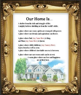 Personalized Home Poem-Our Home Is- with Mom, Dad, Kids, or Homeowner's ...