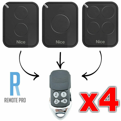 4 x Compatible Garage/Gate Remote To Suit Nice Flor-e FLO1-RE FLO2-RE ...