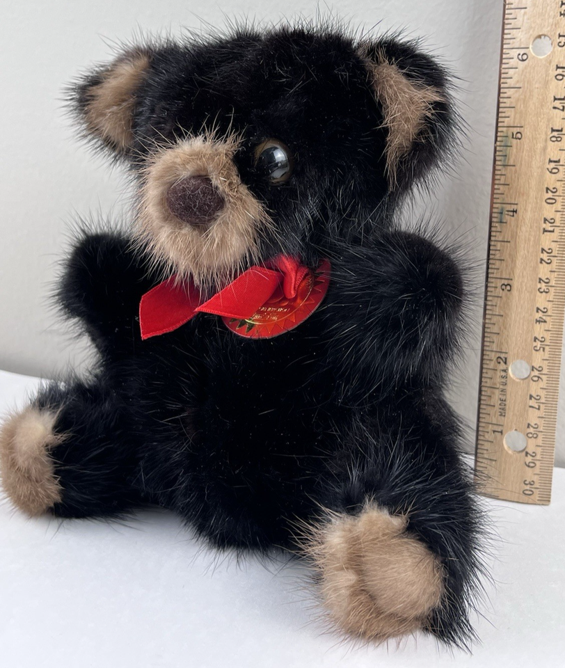 Vintage Genuine Mink Fur Teddy Bear Stuffed Animal Plush Toy Rare Bear ...