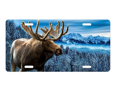 Moose in Winter Vanity Aluminum License Plate Car Accessory | eBay