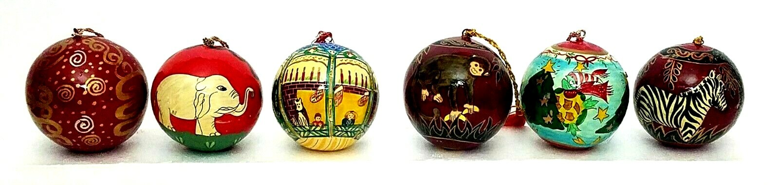 6 Foreside Company Hand-Painted Christmas Ornaments Animal Theme Made ...
