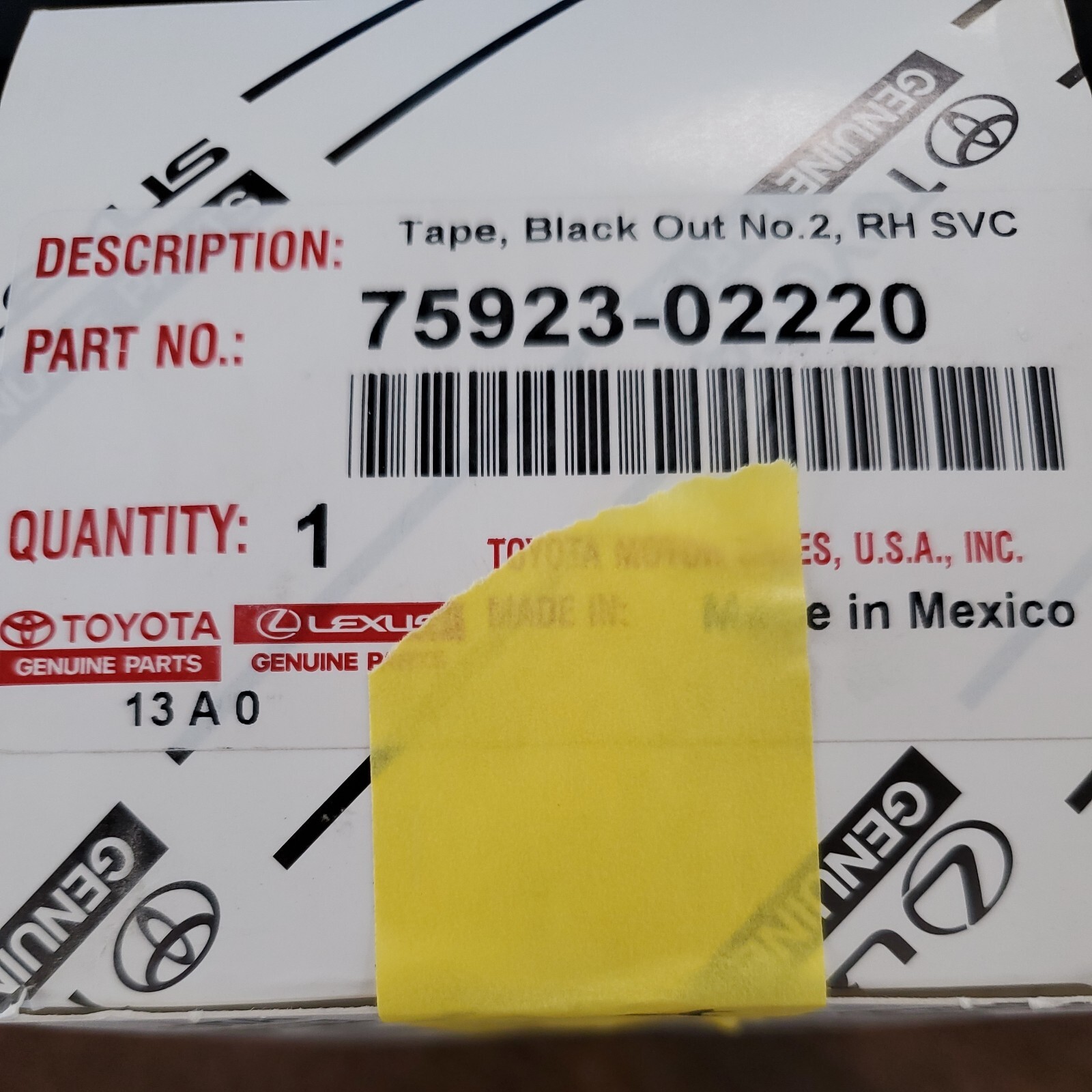 Black Out Tape - Toyota (75923-02220) | eBay