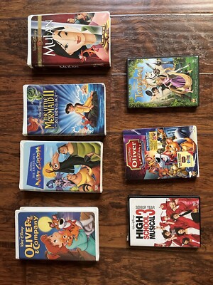 DISNEY DVD VHS LOT Mulan Oliver &Co Emperor Groove Little Mermaid 2 ...