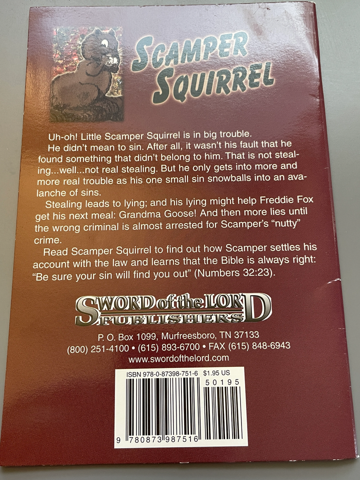 "Scamper" Squirrel by Hugh F. Pyle RARE Sword of the Lord Publications ...