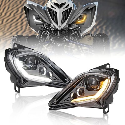 2PCS LED Headlights Set For Yamaha Raptor 700 R 350 YFZ450 R Wolverine ...
