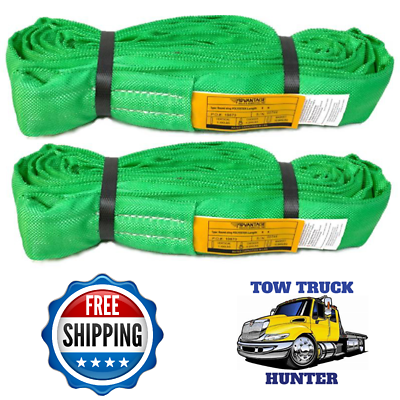 Two 4' Endless Round Slings Green. Wrecker, Rollback, Rotator, Tow ...