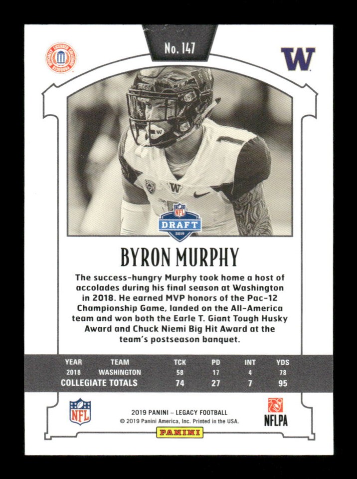 2019 Panini Legacy Byron Murphy #147 RC | eBay