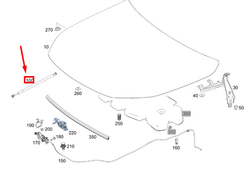MERCEDES-BENZ B W247 ENGINE HOOD PNEUMATIC SPRING A1779800100 NO DUTY ...