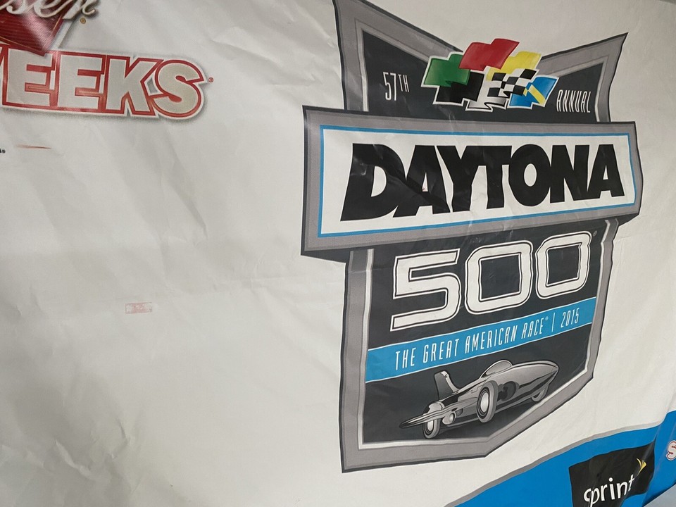 NASCAR Daytona 500 victory lane banner Logano Race Used Sheetmetal flag ...