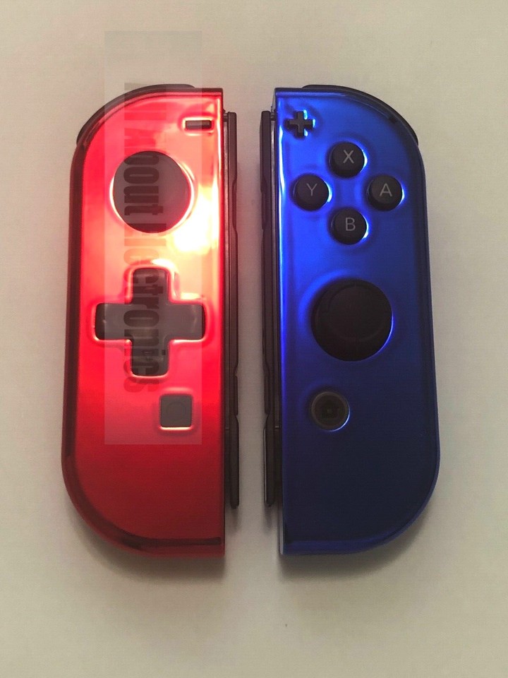Custom Chrome Blue & RED Nintendo Switch Joy Con Joy-Con JoyCon set ...