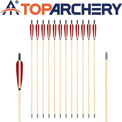 6/12xArchery 31" Wooden Arrows Turkey Feathers Hunting for Recurve Bow ...