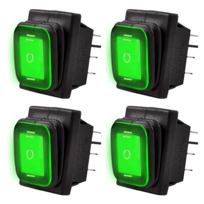 4x Green Heavy Duty 3-Position Toggle Rocker Switch ON/OFF/ON Car Baot ...