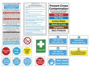Catering Kitchen Hygiene Signs Self Adhesive Food Safety Notices - Pack ...