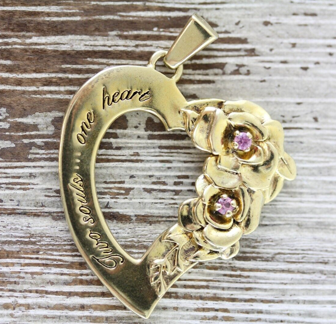 VINTAGE TWO SOULS ONE HEART STERLING SILVER PENDANT 9… - Gem