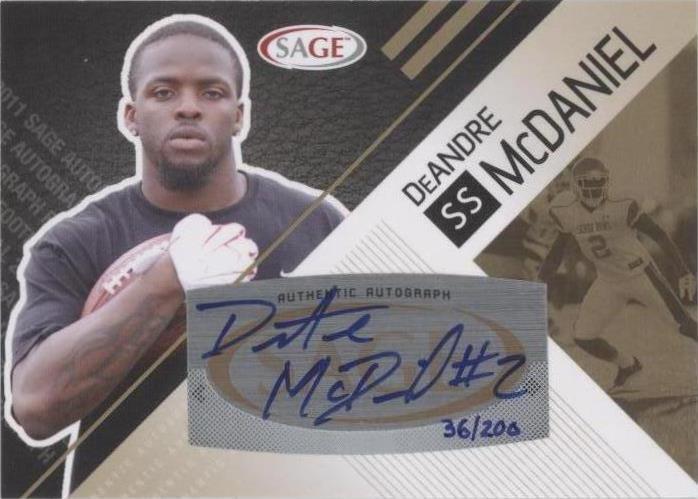 2011 SAGE Autograph Series - DeAndre McDaniel #A-31 Gold Autographs ...