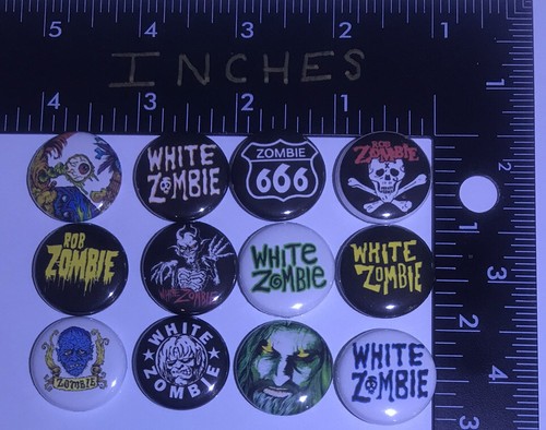 White Zombie Rob 12 Pins One Inch Pin Lot Rock Zombies Art Skull Button ...