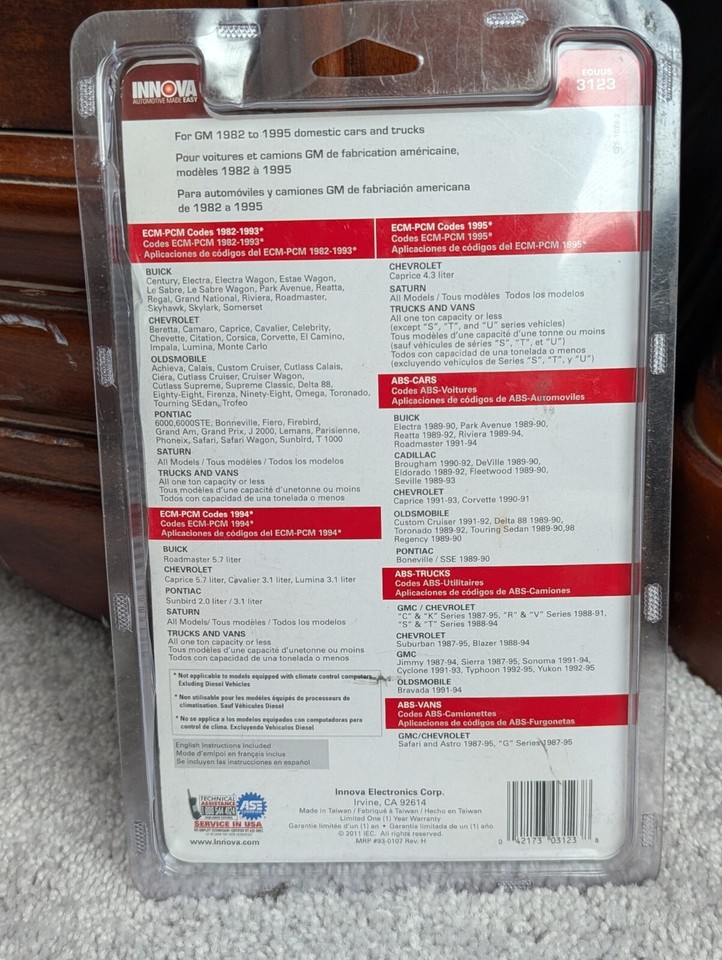 3123 GMl OBD1 Code Reader Scanner Innova Electronics To Data Software ...