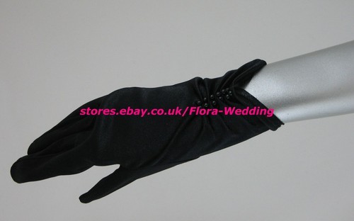 SATIN PROM/FANCY/WEDDING SHORT FINGERED GLOVE,pearls | eBay UK