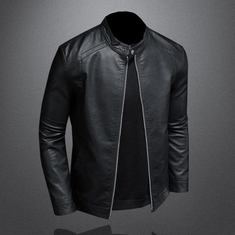 Fashion Men's Faux Leather Slim Fit Jacket Motorcycle Dress Casual ...