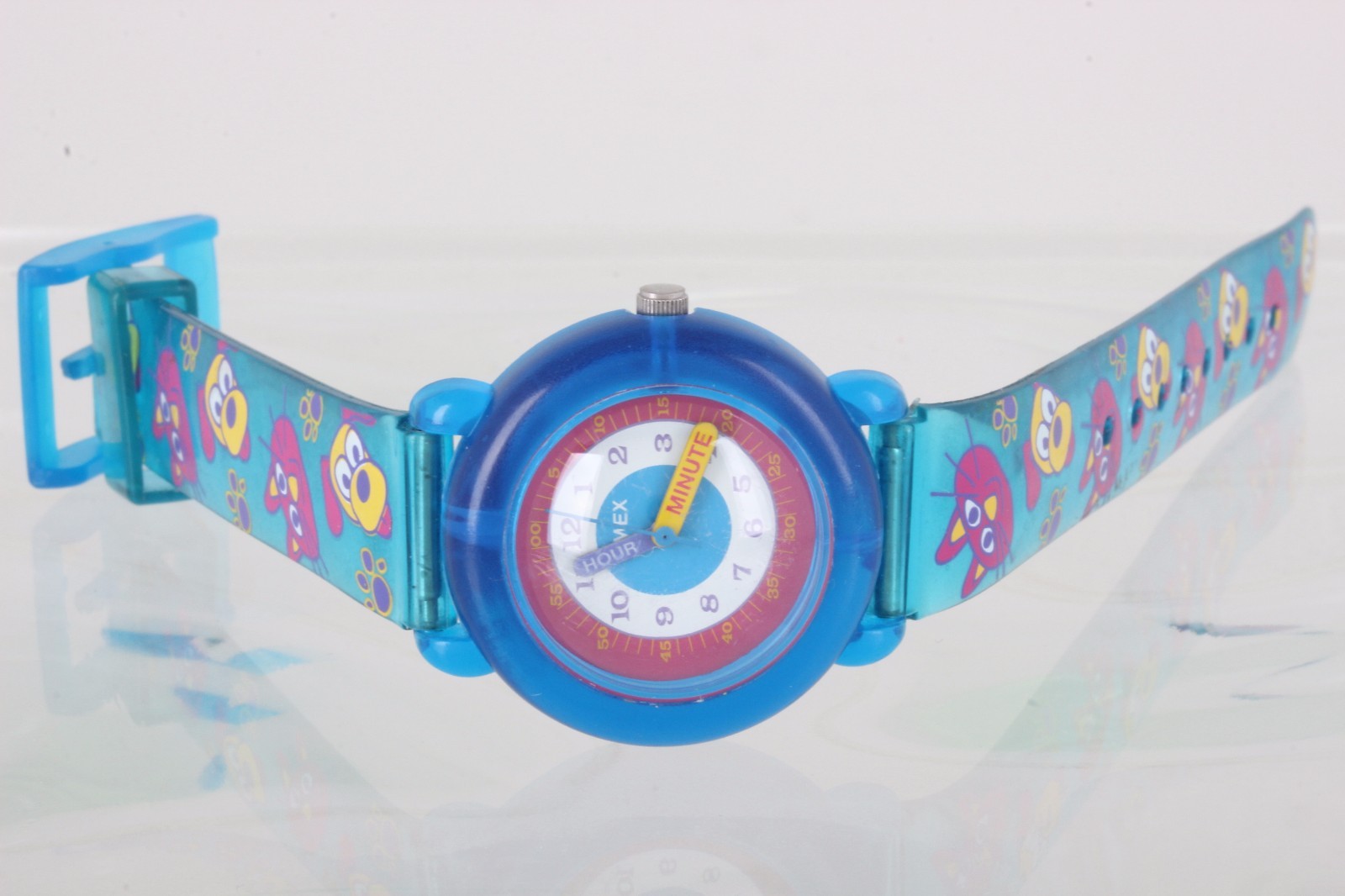 TIMEX KIDS TIME TEACHER DOG/ CAT DOMED CRYSTAL PLASTIC WRIST WATCH 6199 ...