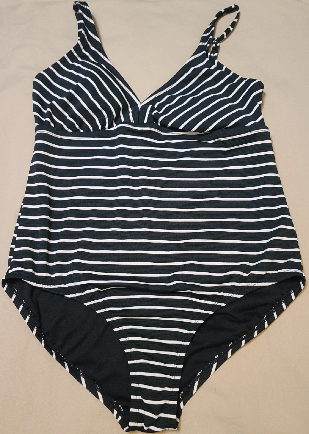 Catalina Black And White Stripe One Piece Ribbed Swimsu… Gem