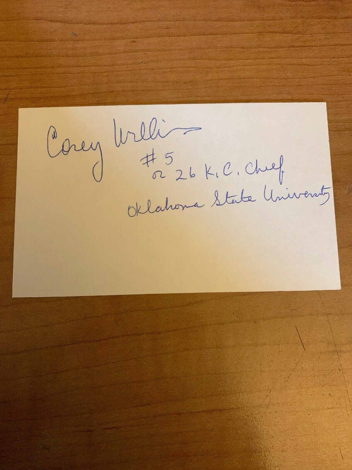 COREY WILLIAMS - UNC BASKETBALL - AUTHENTIC AUTOGRAPH SIGNED INDEX ...