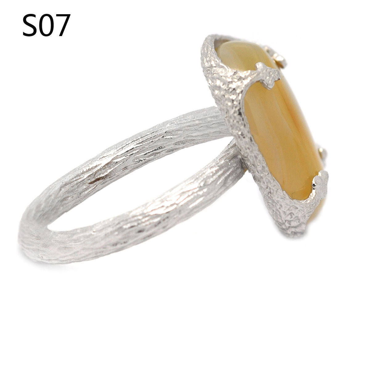 De Buman Natural Agate 925 Silver Ring Size 8 | eBay