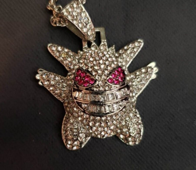 Anime Pokemon Gengar HipHop Pendant Chain Necklace ICED Cos Jewelry ...