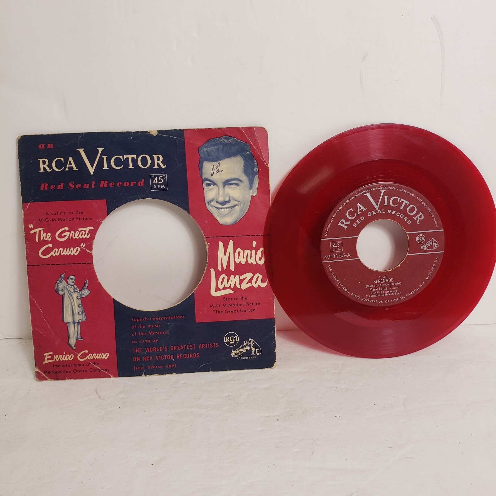 Mario Lanza Drigo/Toselli Serenade Red Vinyl 7" RCA 49-3155-B-A 45 RPM ...