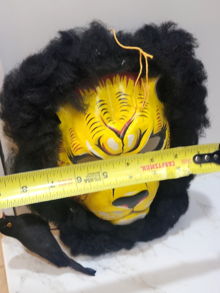 Vintage 1950's Child's Lion Mask With Fur & Bird Halloween Mask Rare ...