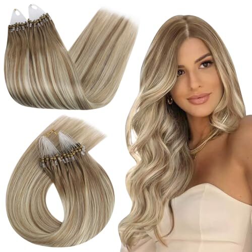 Micro Bead Hair Extensions Real Human Hair Ombre 24 Inch A-Micro #9A/60 ...