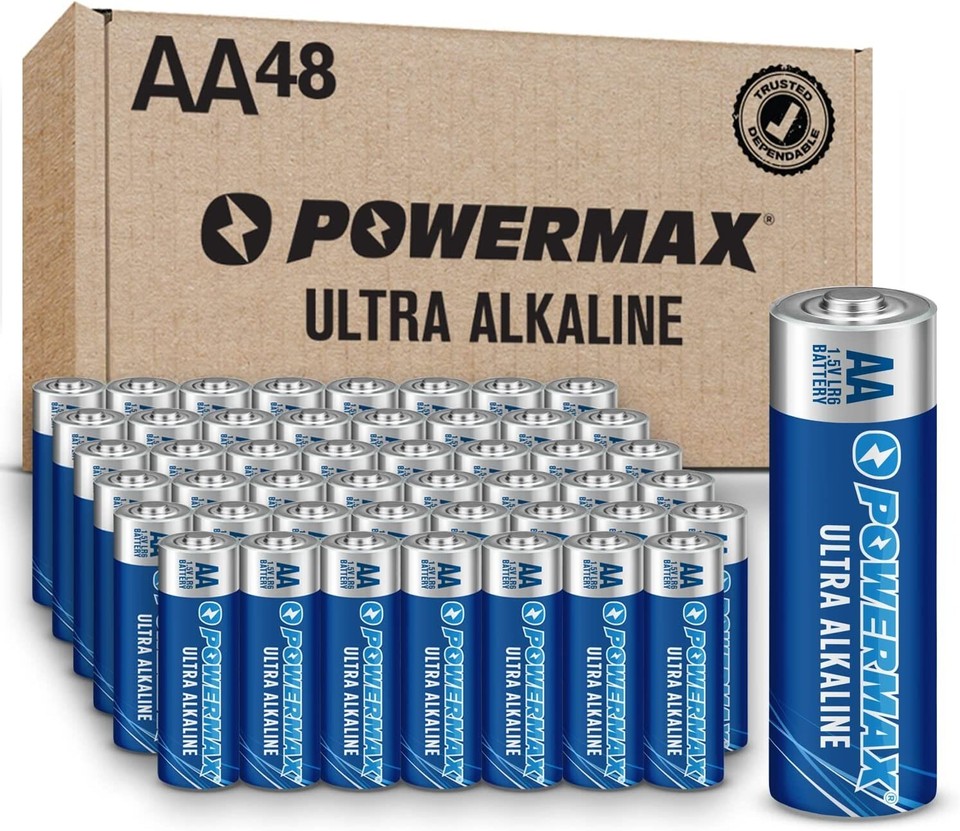 Powermax 100-Count AA Batteries, Ultra Long Lasting Alkaline Battery ...