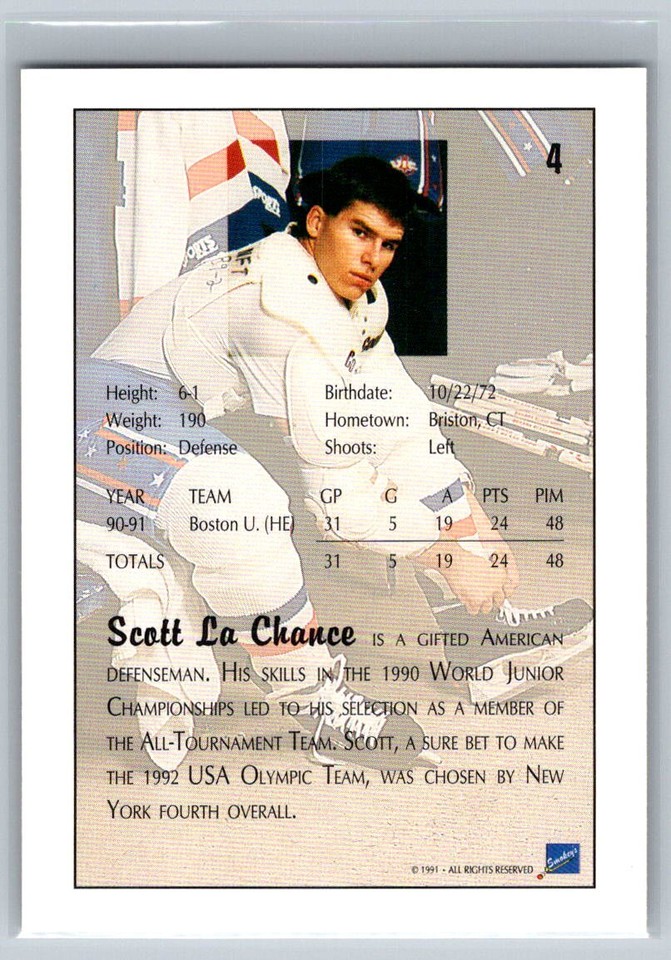 1991 Ultimate Draft #4 Scott Lachance New York Islanders Hockey Card | eBay