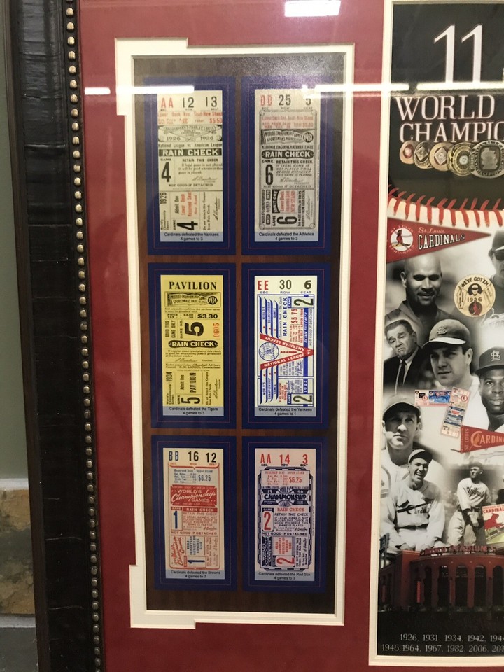 ST. LOUIS CARDINALS 11 WORLD CHAMPIONSHIPS FRAMED REPLICA TICKETS ...