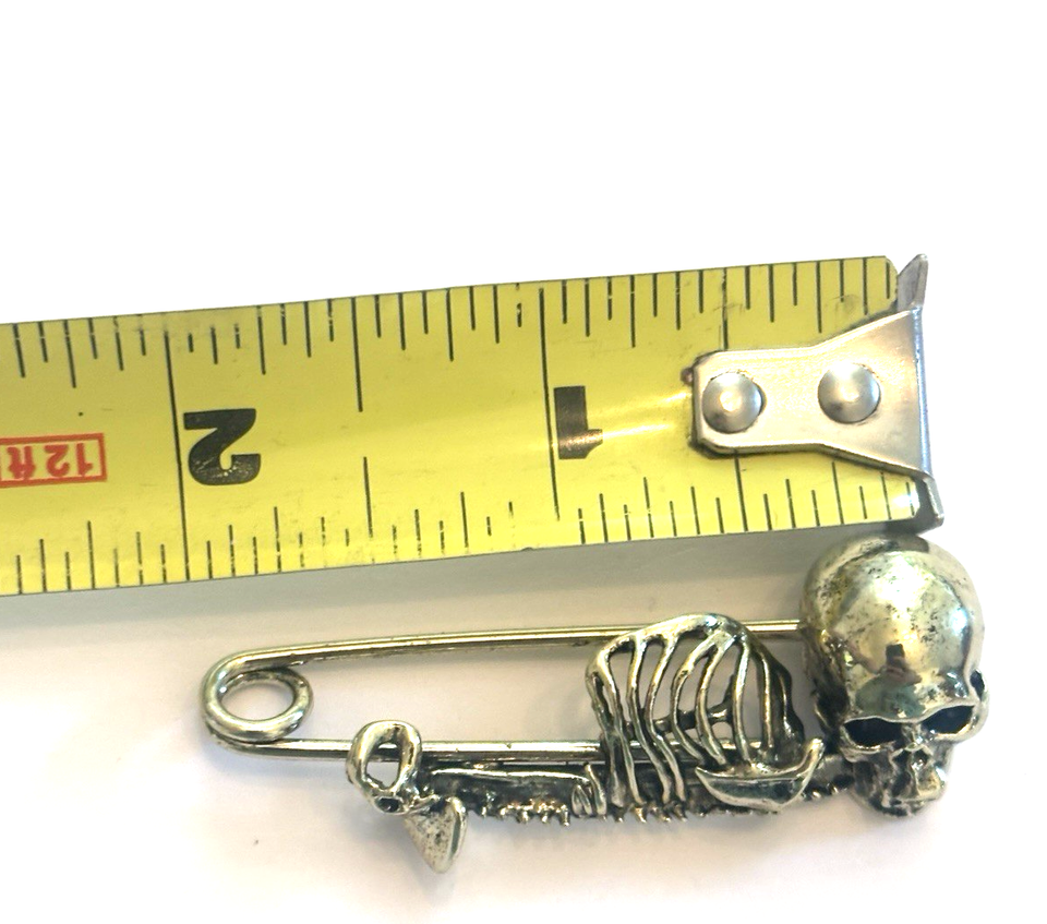 Skeleton Skull Pin Badge Bones Pinback Gothic Brooch Safety Pin Dead ...