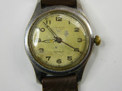VINTAGE 1950's ENICAR SPORT 17J MENS MILITARY STYLE SS WATCH - RUNS ...