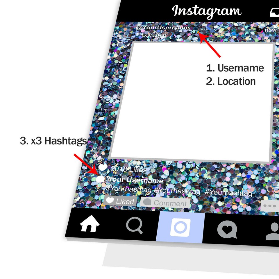 SB5-098 Personalised Selfie Frame Instagram Board Party Sparkle Pink ...