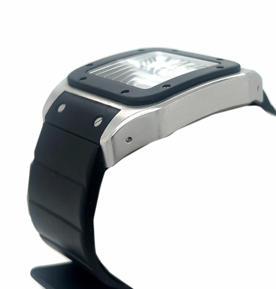 Cartier Santos 100 XL Rubber Clad Watch Stainless Steel Luxury Men’s ...