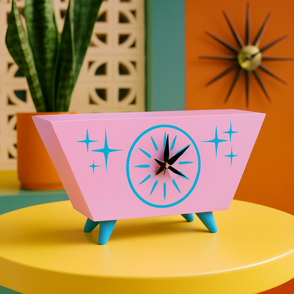 Starburst Radiant Desk Clock Mid Century Modern Space Age Retro Atomic ...