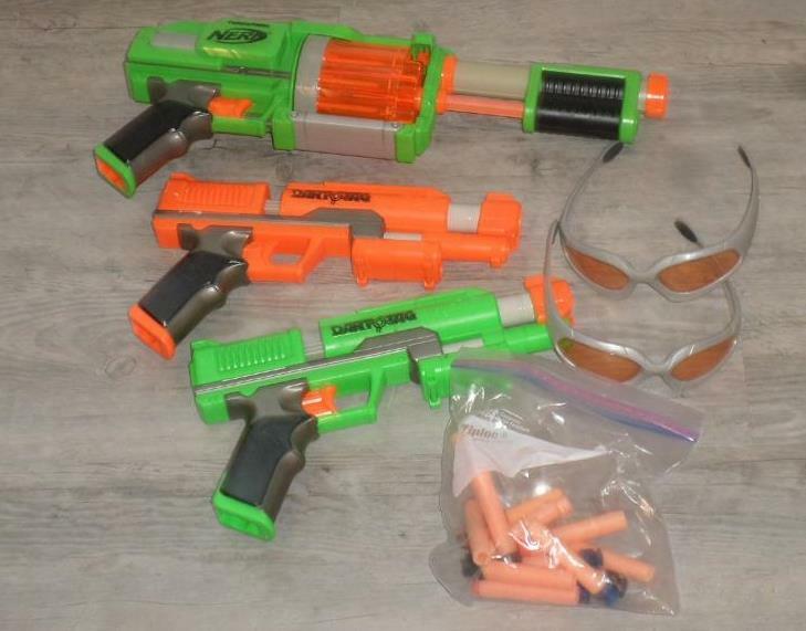 Nerf Dart Tag Fury Fire Blasters 3 Guns Darts Safety Glasses LOT | eBay