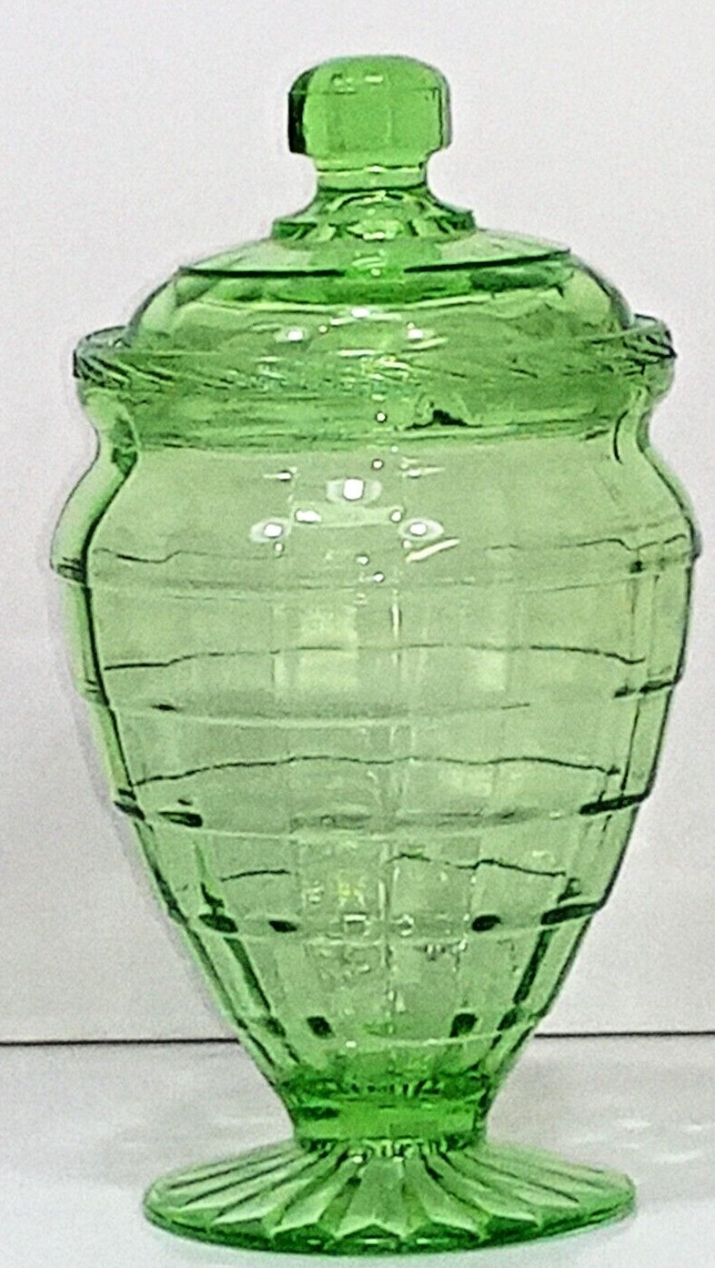 HOCKING BLOCK OPTIC FOOTED CANDY DISH WITH COVER | eBay