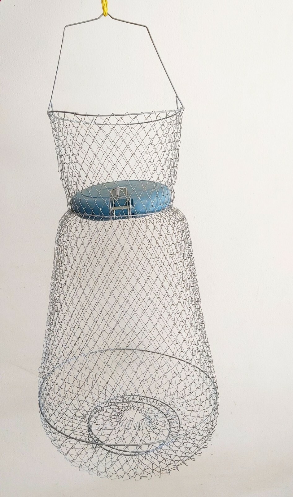 Collapsible Metal Wire Mesh Live Fish Basket plastic top with fish ...
