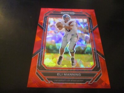 ELI MANNING (old miss rebels) 2023 panini draft RED CRACKED ICE PRIZM ...