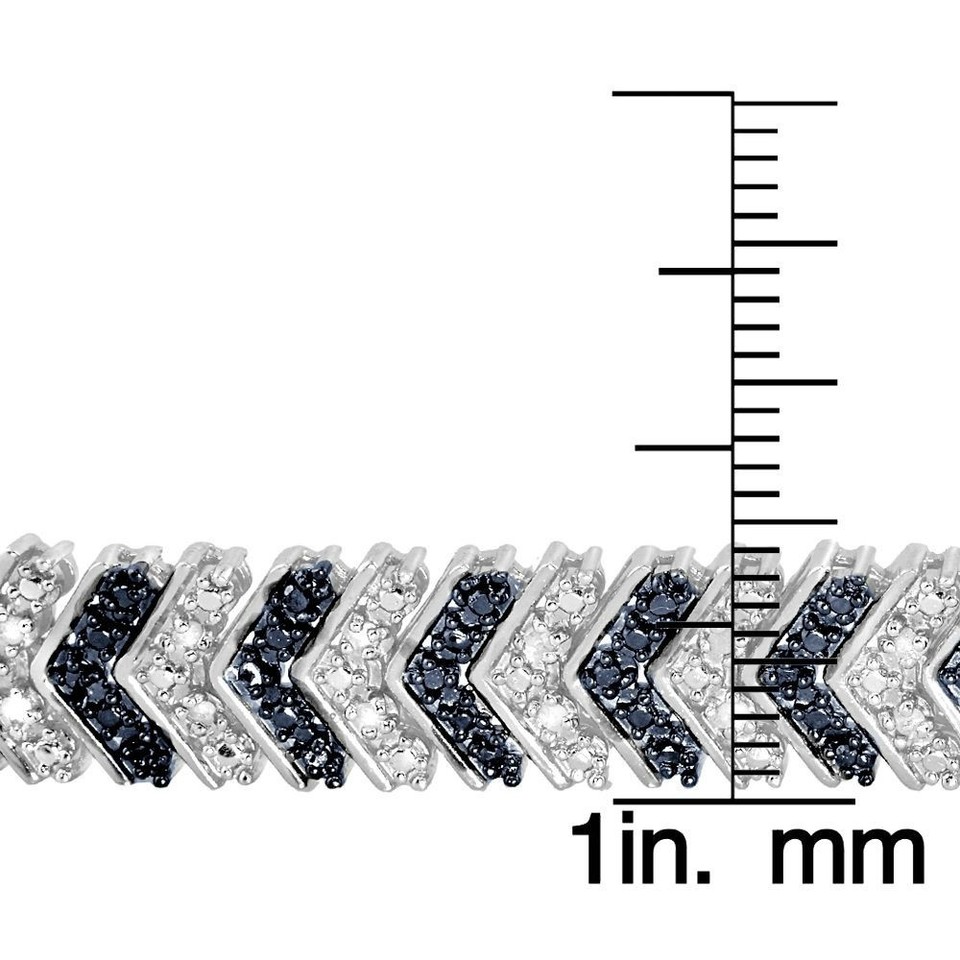 Sterling Silver Finish Natural Chevron Bracelet, Blue White Cubic ...