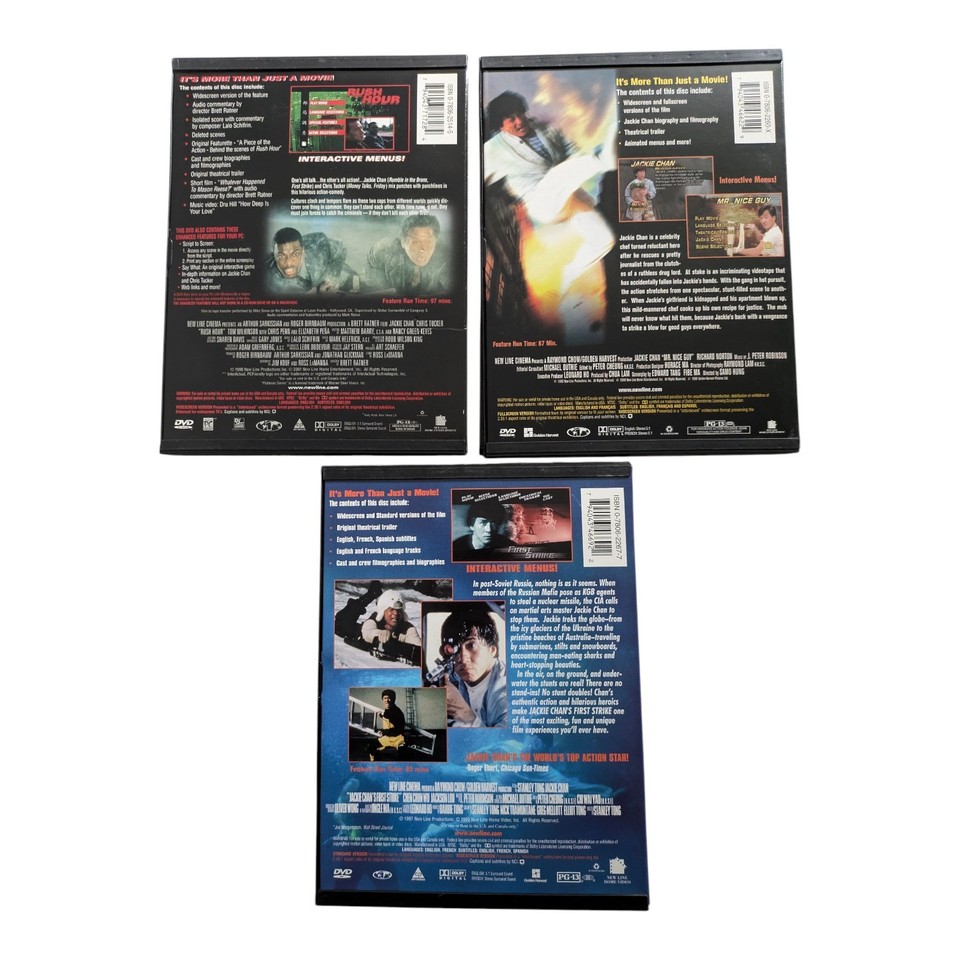 Jackie Chan (3 DVD Lot) Rush Hour (1998) First Strike (1996) Mr. Nice ...