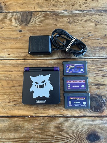 Nintendo GBA SP AGS-101 Black/Purple Custom Shell Gengar Sticker & 3 ...